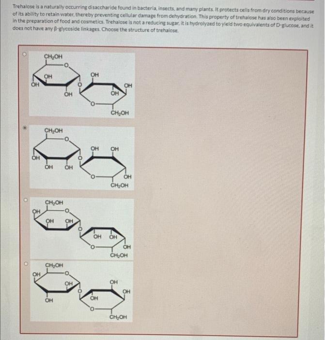 Solved а Trehalose is a naturally occurring disaccharide | Chegg.com