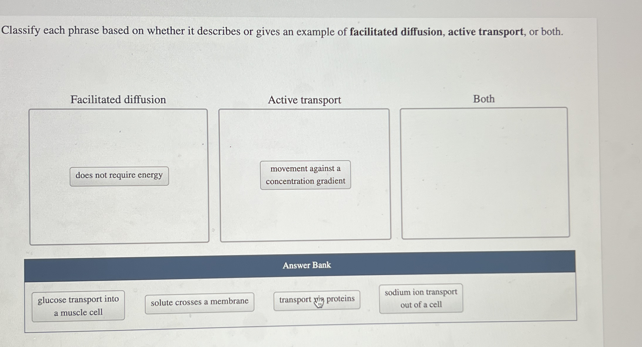 Solved Classify each phrase based on whether it describes or | Chegg.com