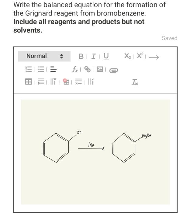 Solved Data and Report Submission - Grignard Reaction | Chegg.com