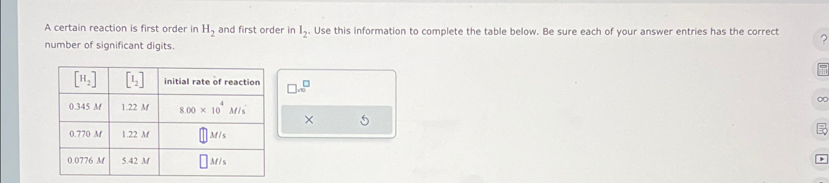 Solved A certain reaction is first order in H2 ﻿and first | Chegg.com