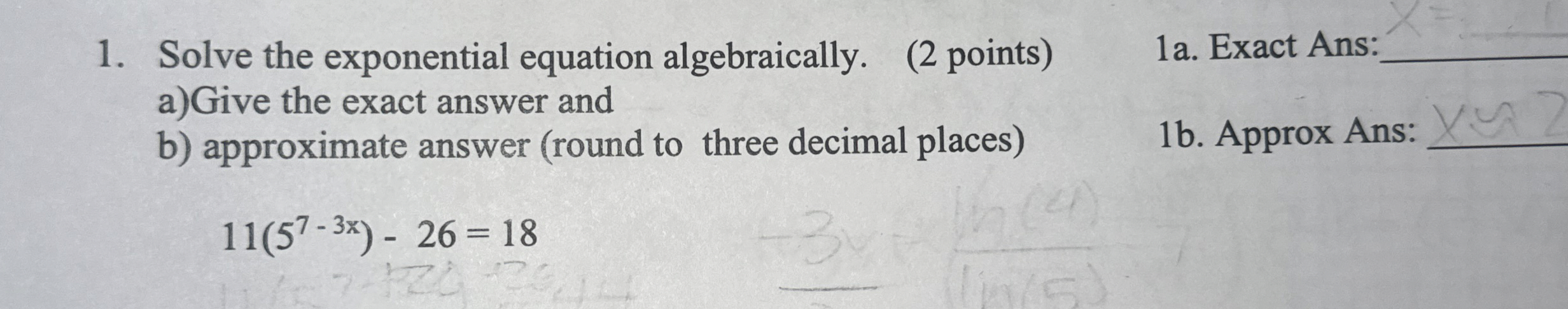 Solved Solve the exponential equation algebraically. (2 | Chegg.com