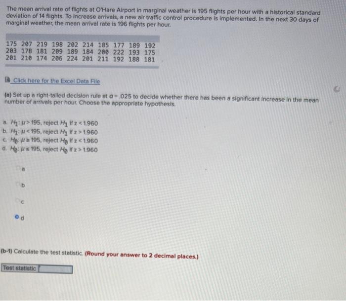 Solved The mean arrival rate of filghts at OHare Alrport in | Chegg.com
