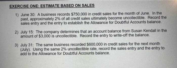 Solved 1) June 30: A business records $750,000 in credit | Chegg.com