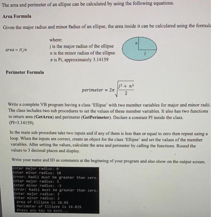 Solved The area and perimeter of an ellipse can be | Chegg.com