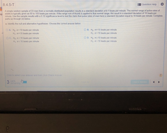 Solved 8.4.5-T Question Help A simple random sample of 33 | Chegg.com