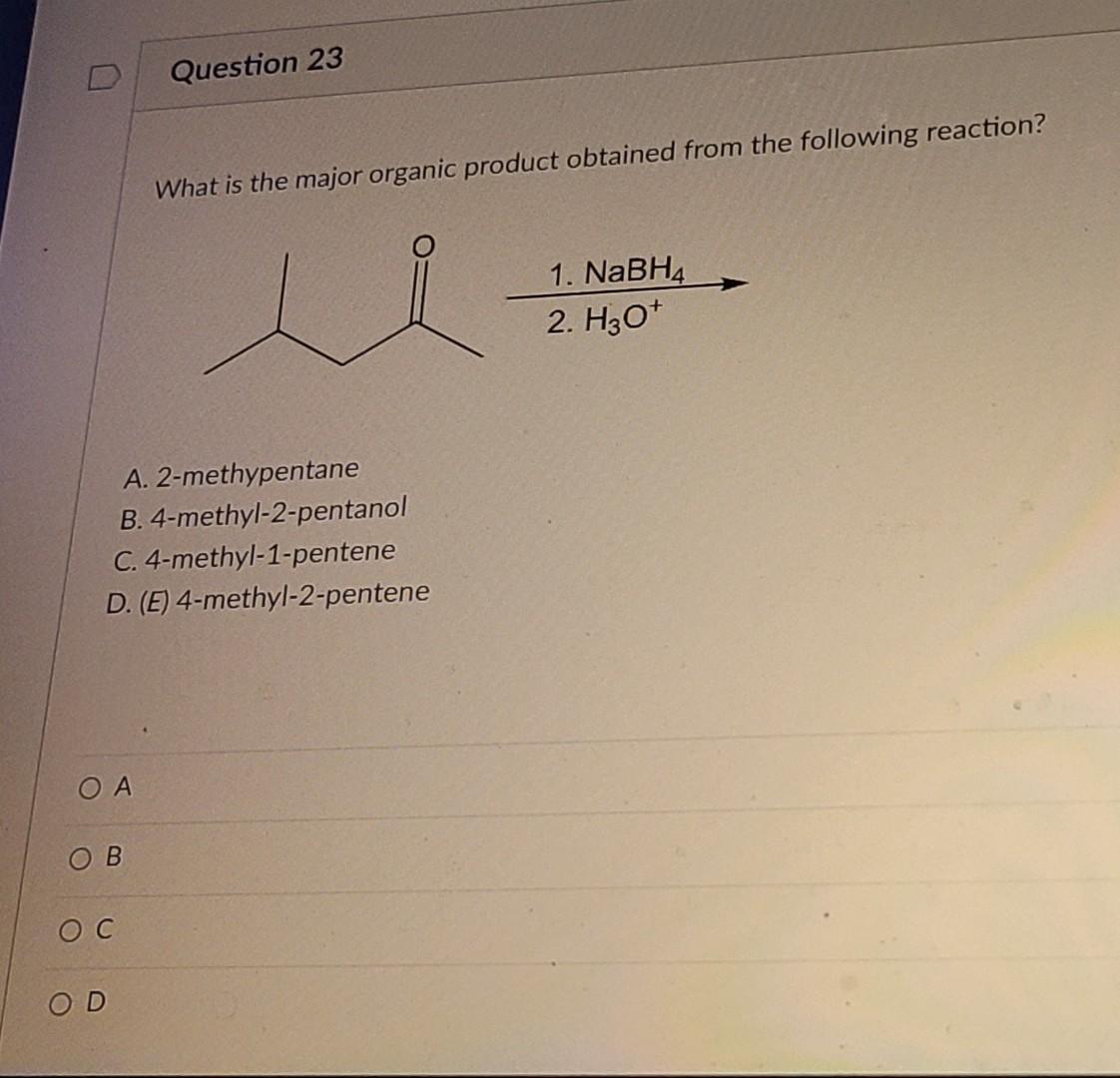 Solved What is the major organic product obtained from the | Chegg.com