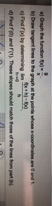 Solved a) Graph the function f(x) = b) Draw tangent lines to | Chegg.com