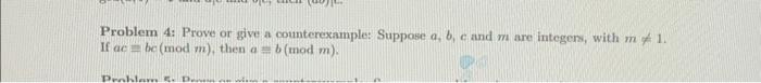 Solved Problem 4: Prove or give a counterexample: Suppose | Chegg.com