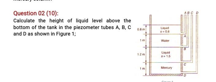 Solved ABCD Question 02 (10): Calculate the height of liquid | Chegg.com