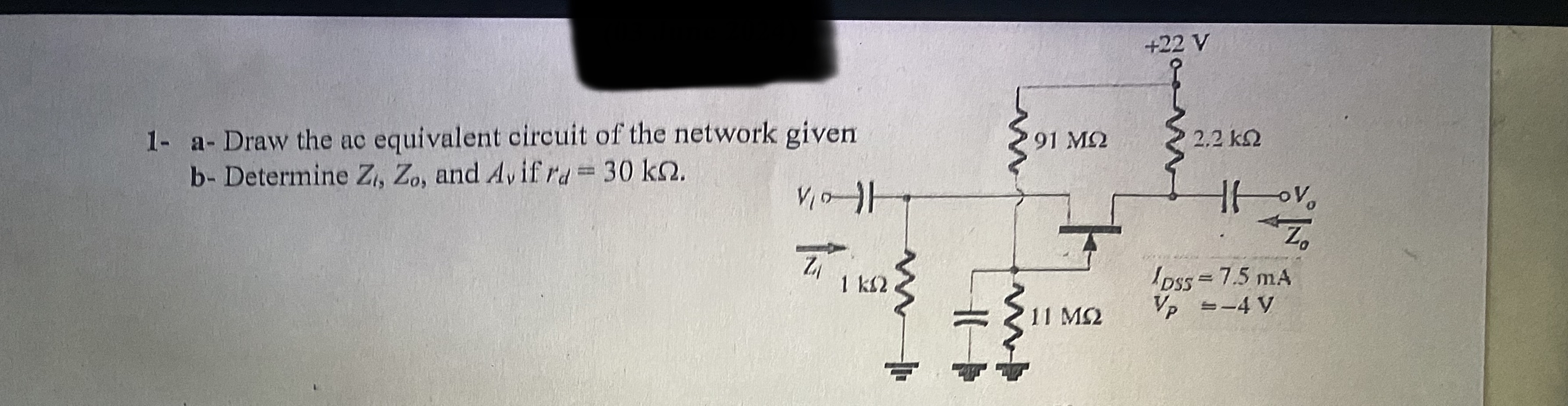 Solved 1- ﻿a- ﻿Draw the ac equivalent circuit of the network | Chegg.com