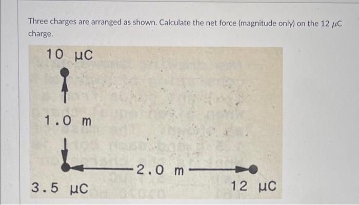 Solved Three charges are arranged as shown. Calculate the | Chegg.com