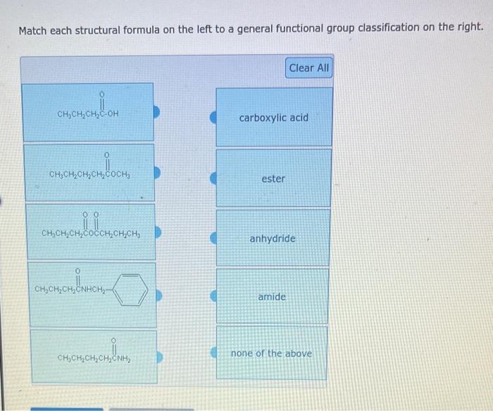 Solved Match each structural formula on the left to a | Chegg.com