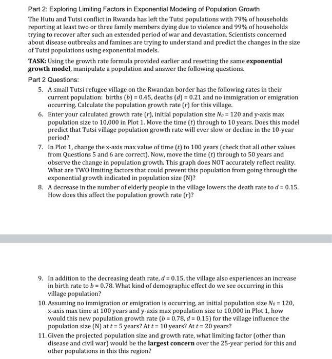 Solved Part 2: Exploring Limiting Factors in Exponential | Chegg.com