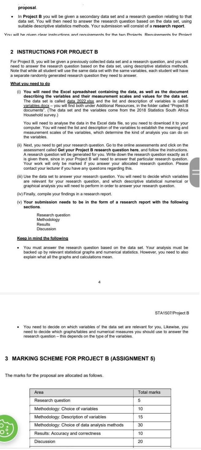 Solved proposal. - In Project B you will be given a | Chegg.com