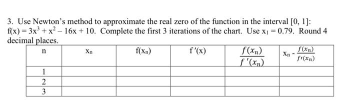 Solved 3. Use Newton's method to approximate the real zero | Chegg.com