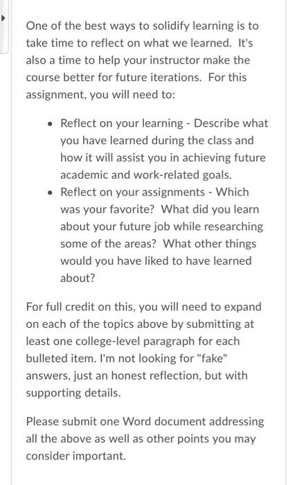 Solved One of the best ways to solidify learning is to take | Chegg.com