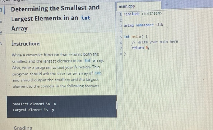 Solved 08S main.cpp 1 #include | Determining the smallest | Chegg.com
