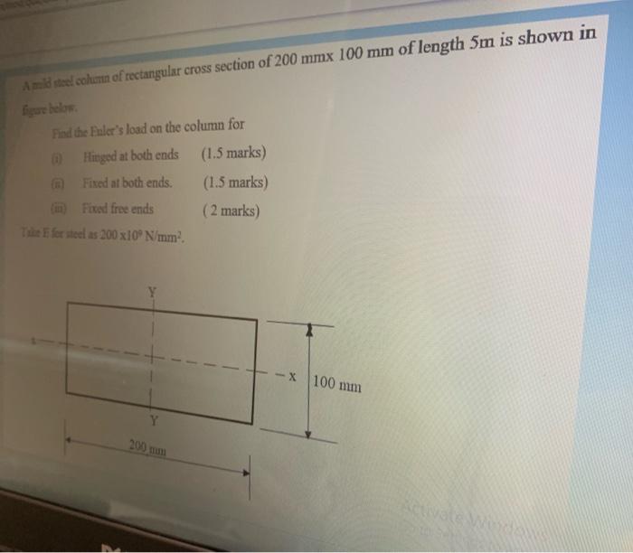 And steel column of rectangular cross section of 200 | Chegg.com