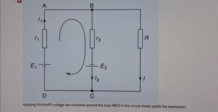 Solved Applying Kirchhoffs voltage law clockwise around the | Chegg.com