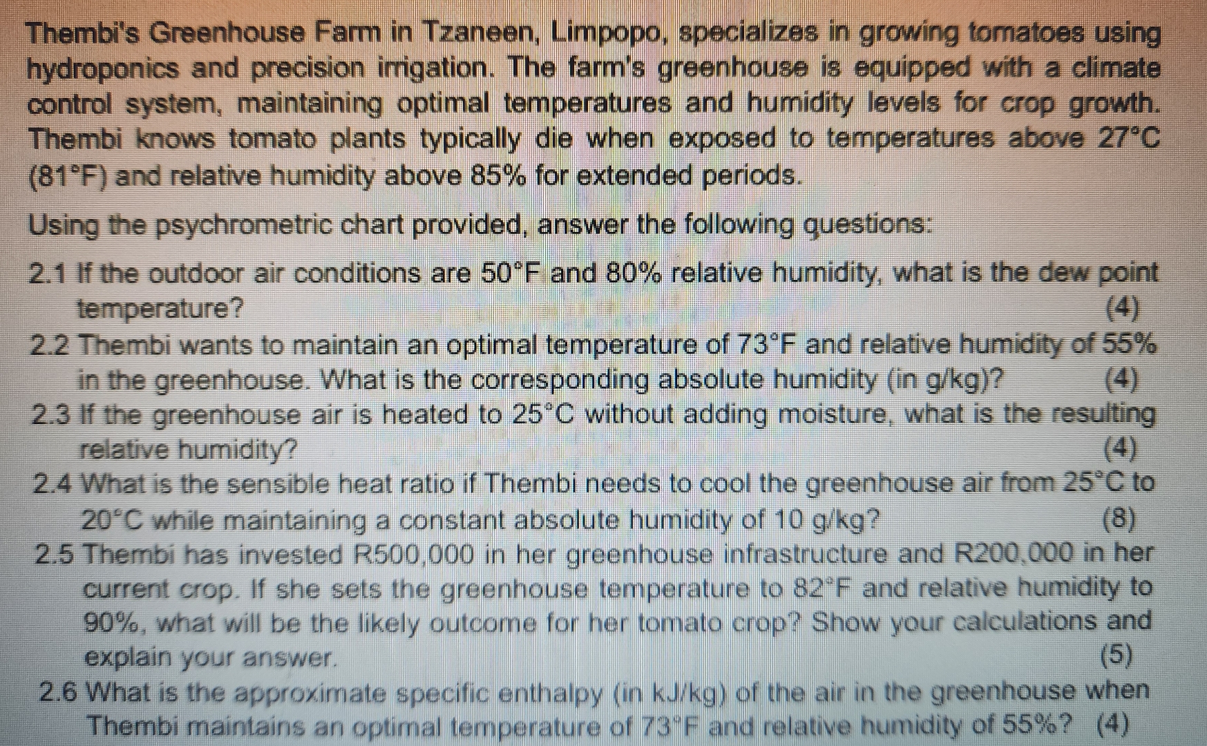 Solved Thembi's Greenhouse Farm in Tzaneen, Limpopo, | Chegg.com