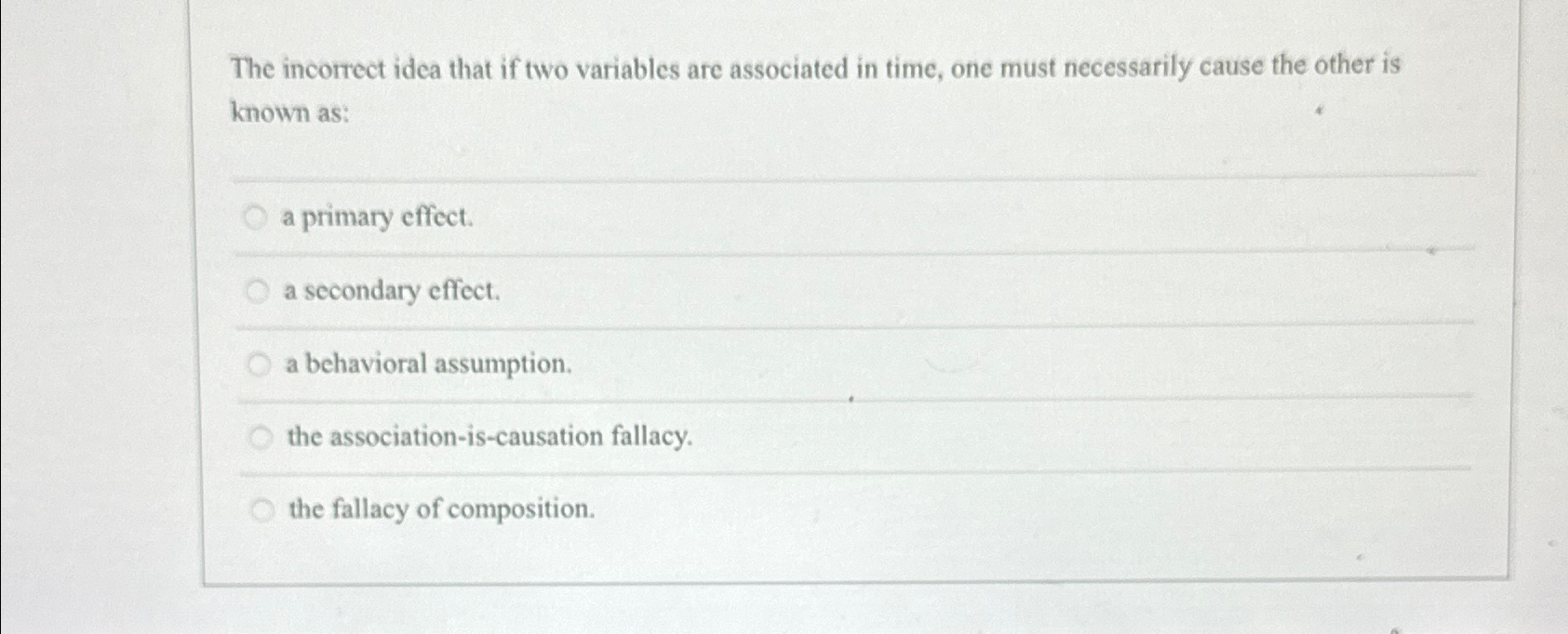 Solved The incorrect idea that if two variables are | Chegg.com