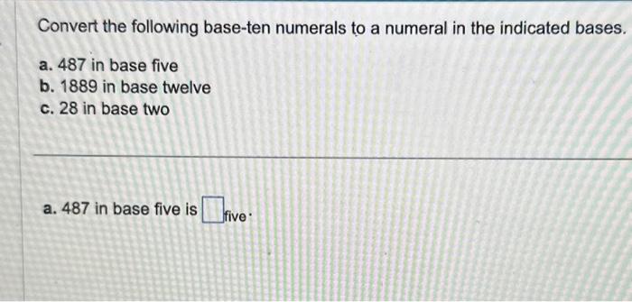 Solved Write the first 10 counting numerals for each of the | Chegg.com