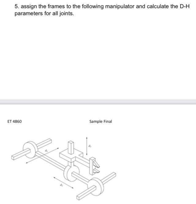 5. assign the frames to the following manipulator and | Chegg.com