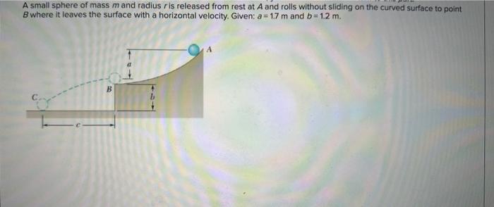 Solved A small sphere of mass m and radius r is released | Chegg.com
