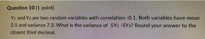 Solved Y1 and Y2 are two random variables with correlation | Chegg.com