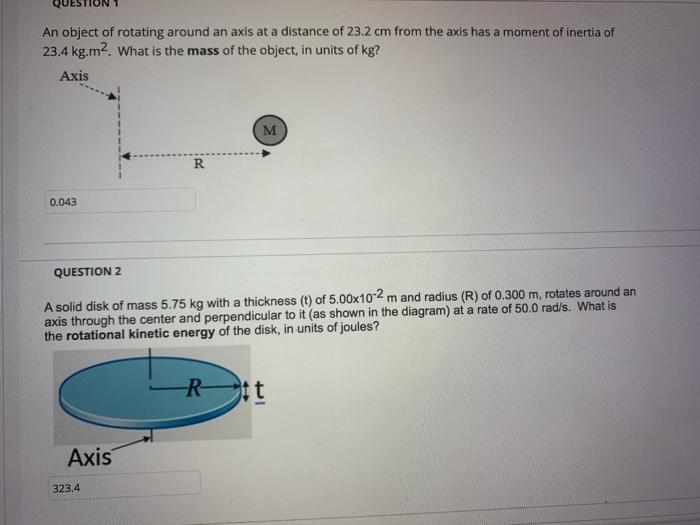 Solved An object of rotating around an axis at a distance of | Chegg.com