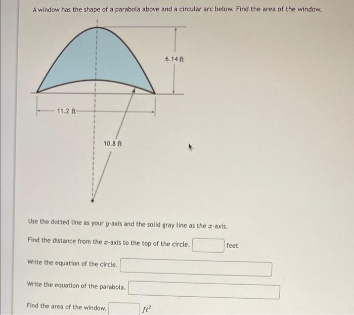 Solved A window has the shape of a parabola above and a | Chegg.com