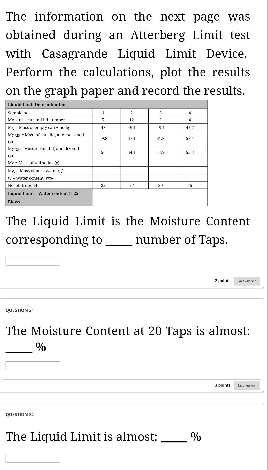 Solved A Modified AASHTO compaction test was conducted in a | Chegg.com