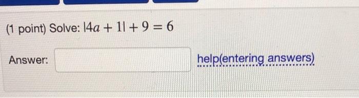 Solved (1 point) Solve: ∣3b+5∣=−1 Answer:(1 point) Solve: | Chegg.com Solved (1 point) Solve: ∣3b+5∣=−1 Answer:(1 point) Solve: | Chegg.com