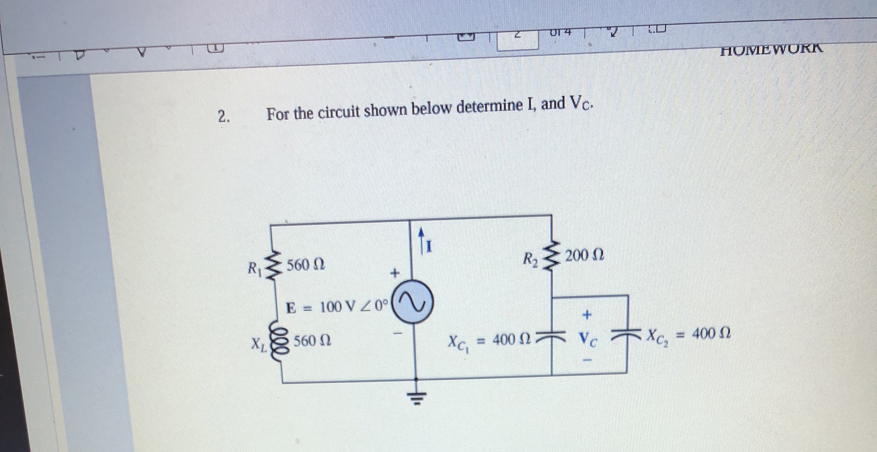 Solved For the circuit shown below determine I, and VC. | Chegg.com