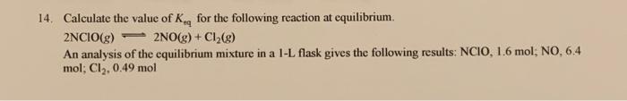 Solved Calculate the value of Keq for the following | Chegg.com