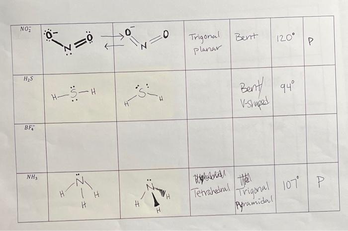 Solved VSEPR Model \& Polarity of Molecules Complete the | Chegg.com