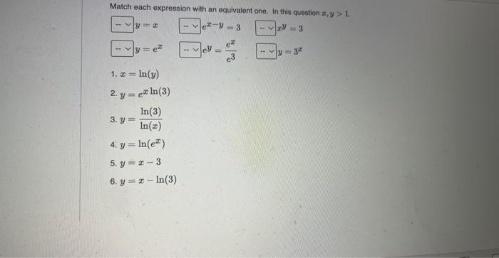 Solved Match each expression with an equivalent one. In this | Chegg.com
