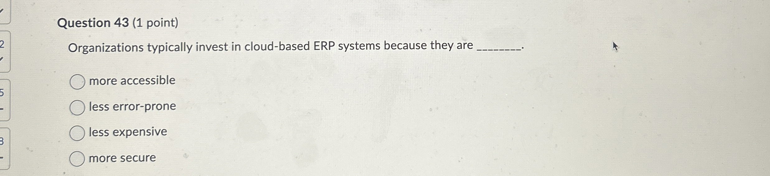 Solved Question 43 (1 point)Organizations typically invest | Chegg.com Solved Question 43 (1 point)Organizations typically invest | Chegg.com