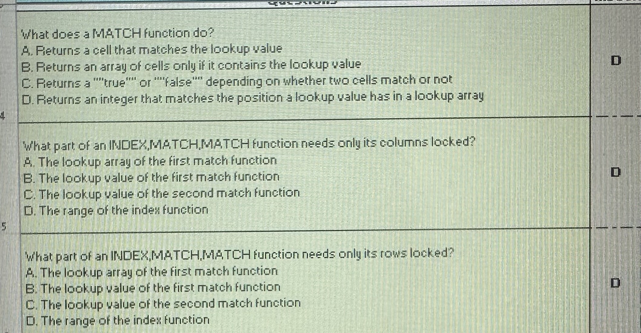 Solved Please help with ALL questions What does a MATCH | Chegg.com