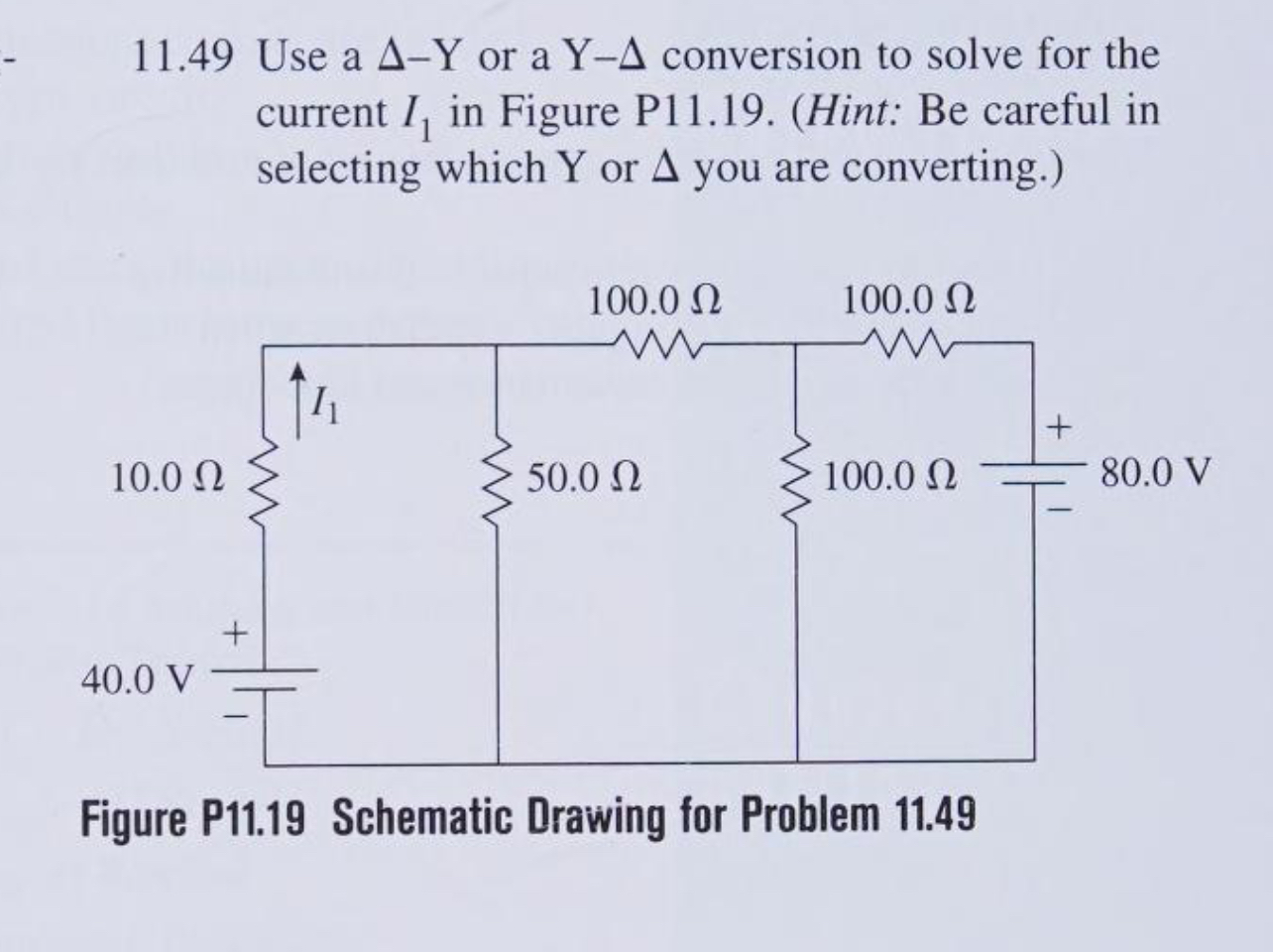 Solved 11.49 ﻿Use a Δ-Y ﻿or a Y-Δ ﻿conversion to solve for | Chegg.com