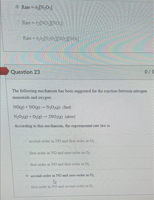 Solved Rate =k1[ N2O5] Rate =k2[NO2][NO3] Rate =k1k2[ | Chegg.com