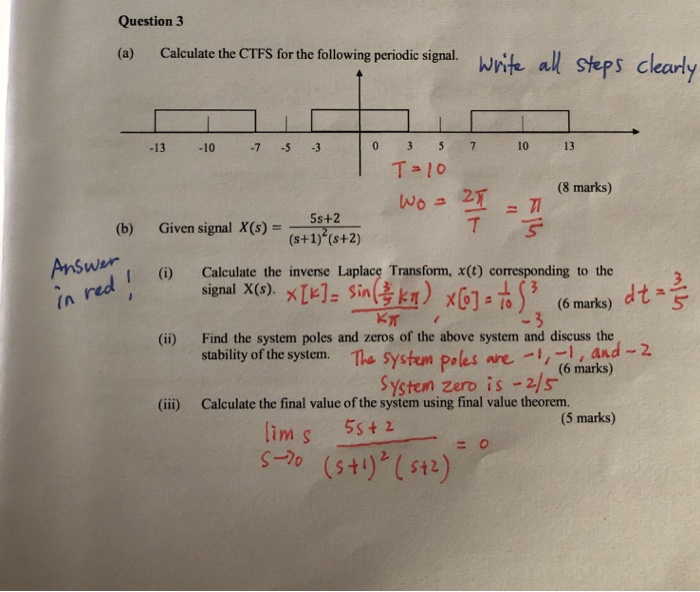 Solved Question 3 (a) Calculate the CTFS for the following | Chegg.com