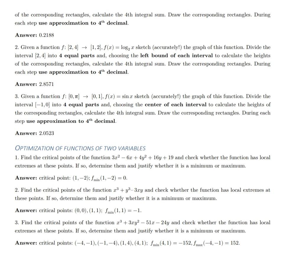 Solved Preparation open tasks for the exam in Mathematical | Chegg.com