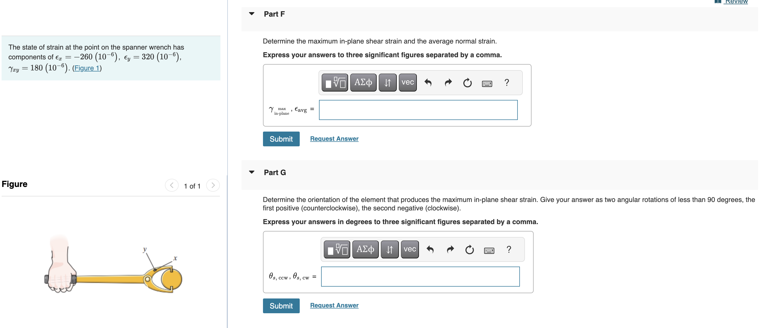 Solved Part F The state of strain at the point on the | Chegg.com