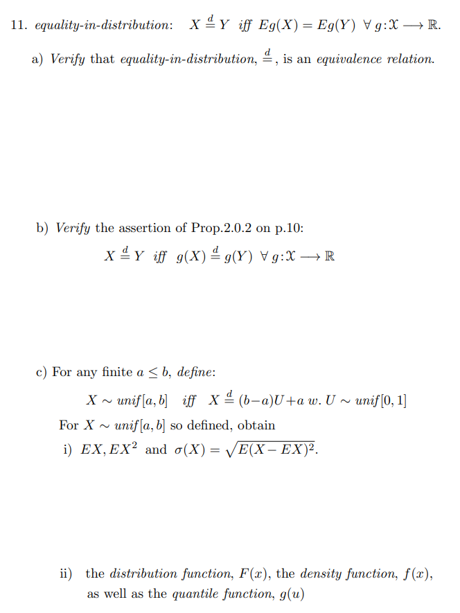 Solved equality-in-distribution: ,x=?dY ﻿iff | Chegg.com
