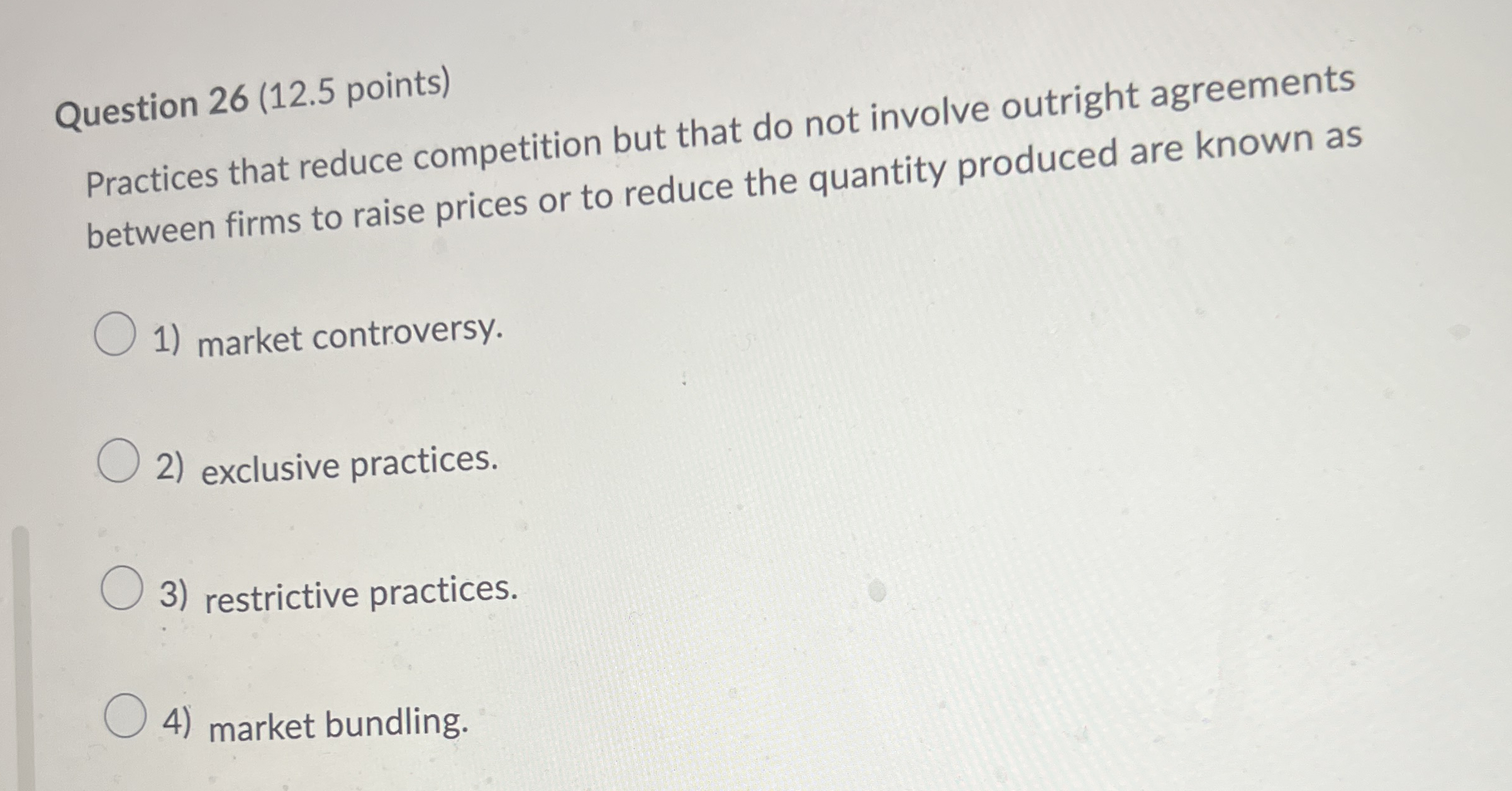 Solved Question 26 (12.5 ﻿points)Practices that reduce | Chegg.com