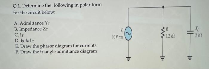 Solved Q.1. Determine the following in polar form for the | Chegg.com