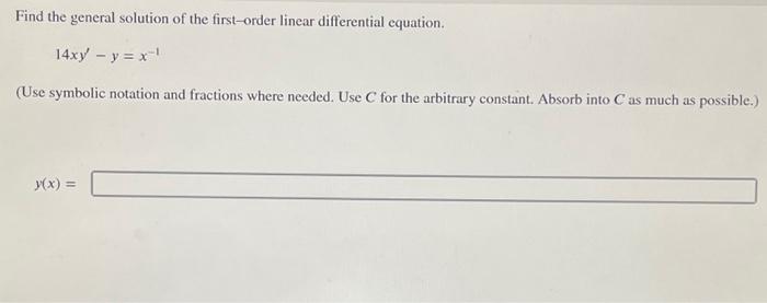 Solved Find the general solution of the first-order linear | Chegg.com