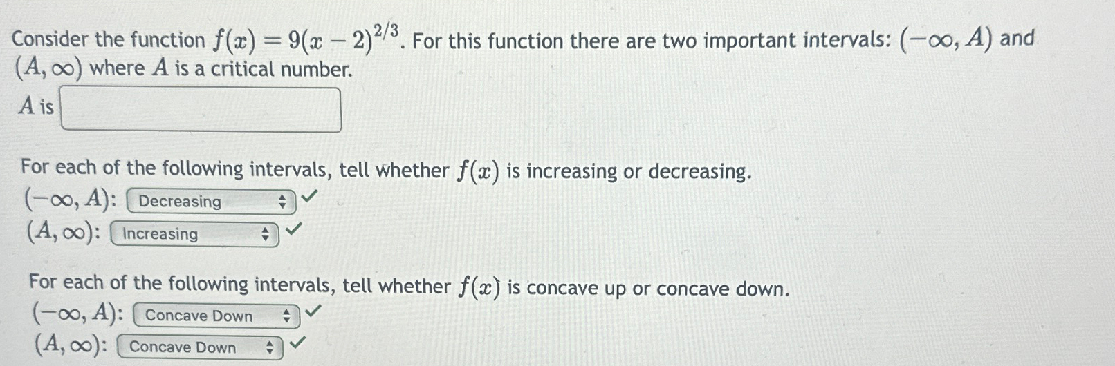 Solved Consider the function f(x)=9(x-2)23. ﻿For this | Chegg.com