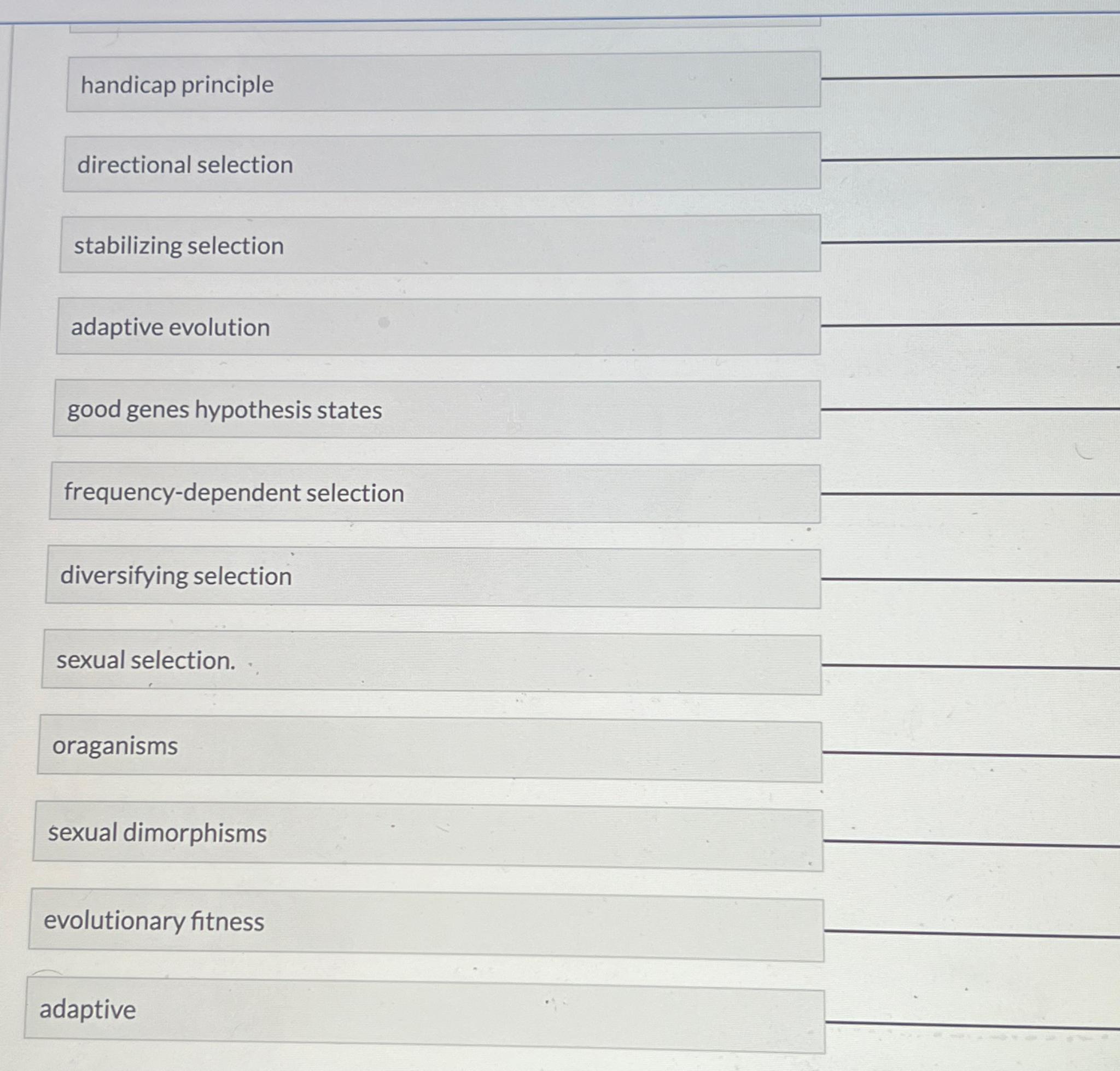 Solved handicap principledirectional selectionstabilizing | Chegg.com
